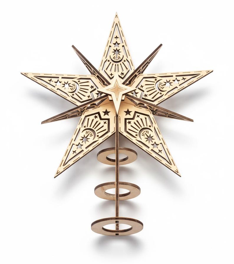 Christmas Star SVG Laser Cut File: 2-in-1 Ornament & Tree Topper ...