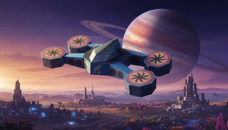 Futuristic Quad-turbo VTOL Spaceship: 3D Papercraft Model Kit (PDF) - Etsy