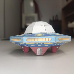 UFO Paper Craft Template: DIY Flying Saucer Model (printable PDF) - Etsy