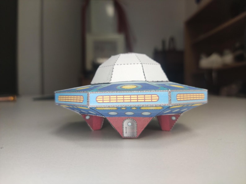 UFO Paper Craft Template: DIY Flying Saucer Model (printable PDF) - Etsy