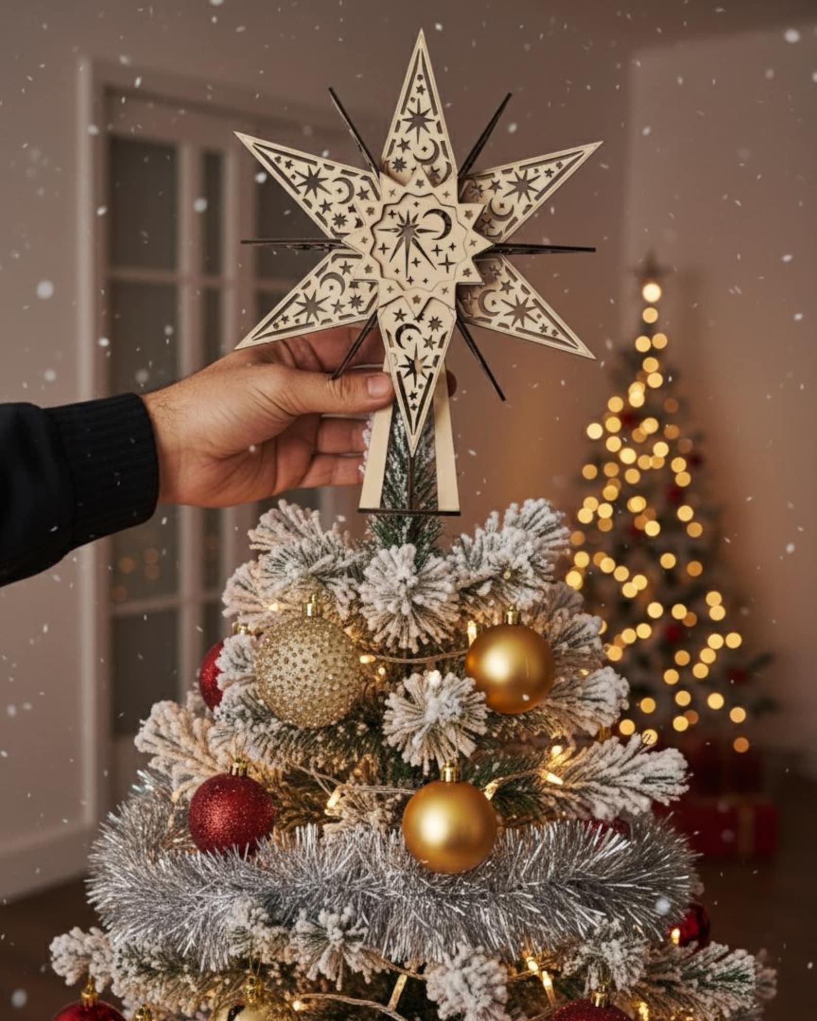 3D Christmas Star Tree Topper SVG, Laser Cut Plywood Template (digital ...