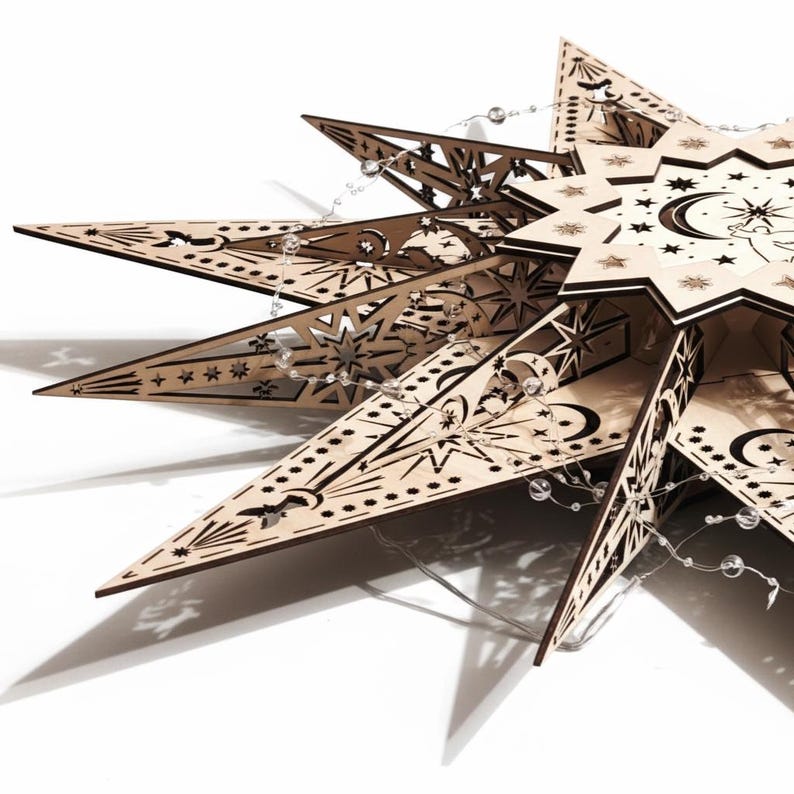 Large 3D Christmas Star Laser Cut File | Bethlehem Star Decor (SVG DXF ...
