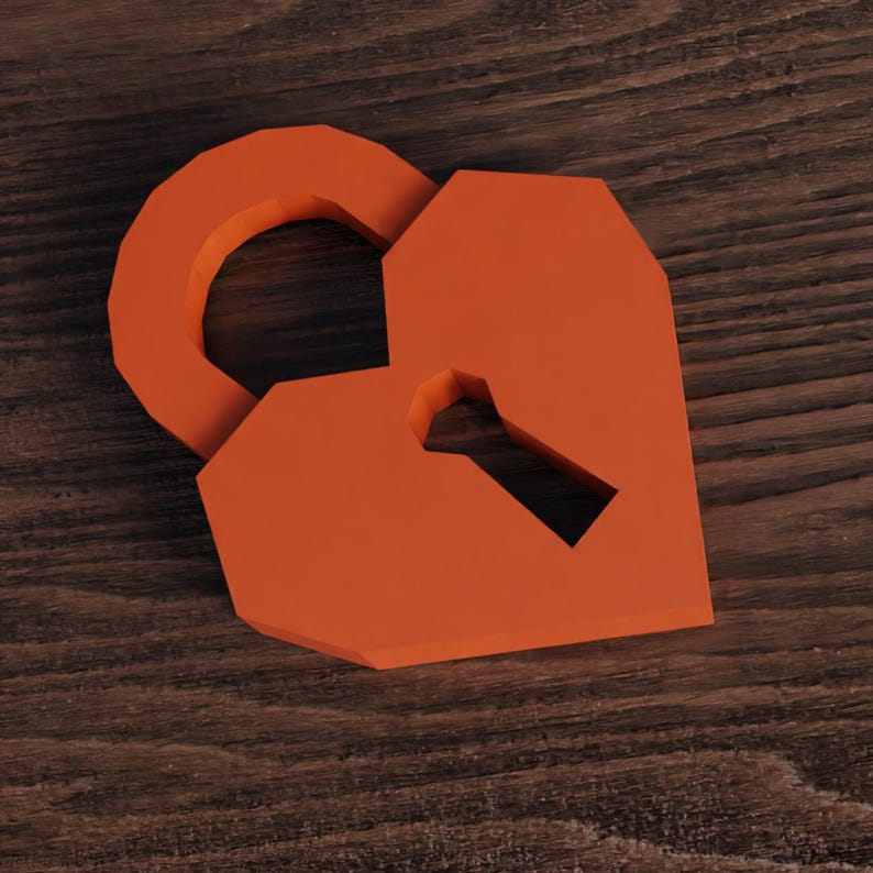 Valentine's Day DIY Papercraft Template - Heart With Lock and Key on ...