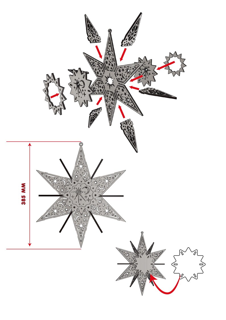 Large Christmas Star Laser Cut File | LED Holiday Decor (SVG, PDF) - Etsy