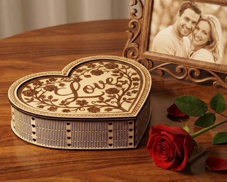 Valentine Heart Box SVG | Laser Cut Memory Box File | Wedding Photo ...