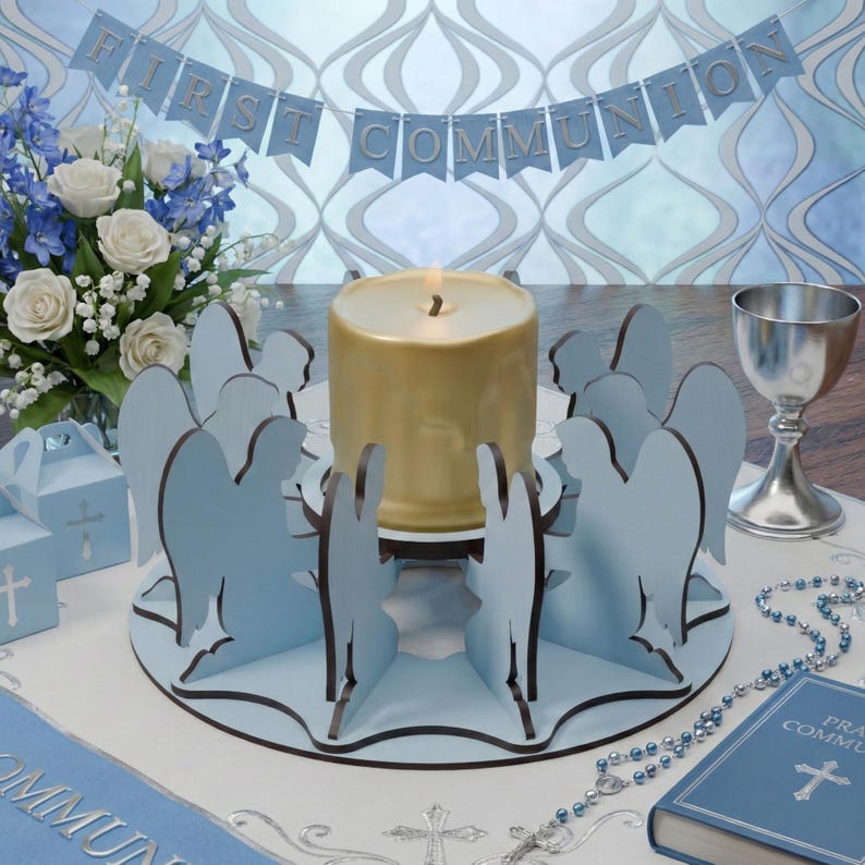 Angel Candle Holder SVG | Memorial Candle Stand | Baptism Centerpiece ...