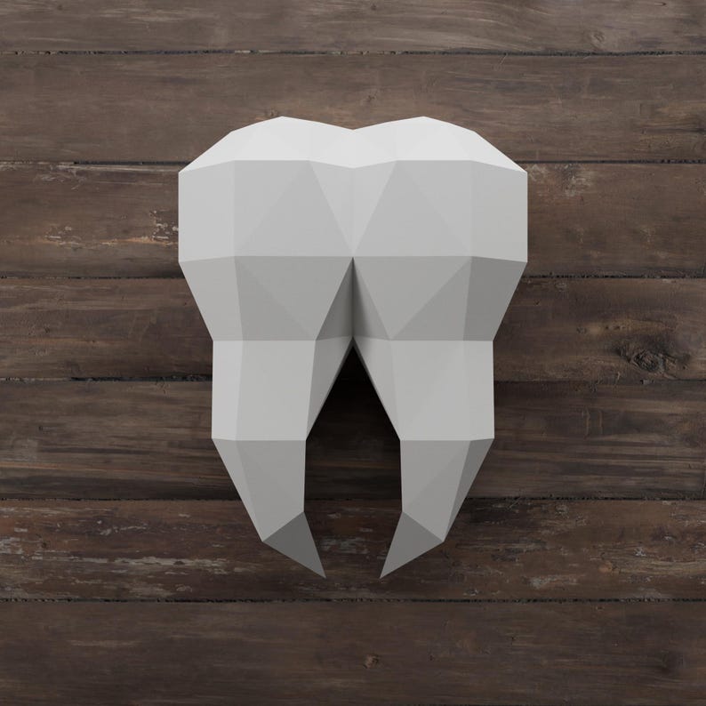 3D Papercraft Half Tooth Trophy – Low Poly Paper Art, DIY Wall Decor ...