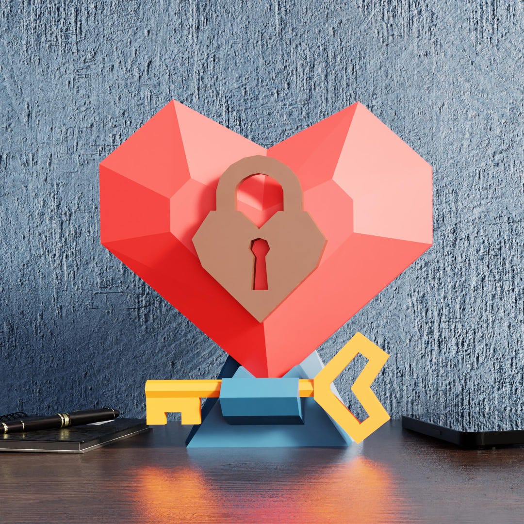 Valentine's Day DIY Papercraft Template - Heart With Lock and Key on ...
