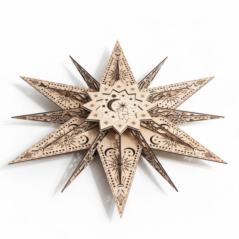 Large 3D Christmas Star Laser Cut File | Bethlehem Star Decor (SVG DXF ...