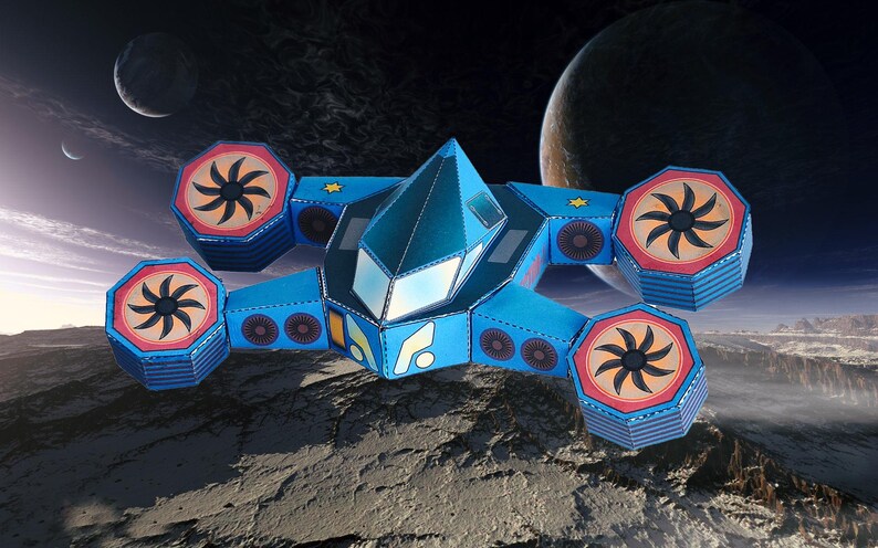 Futuristic Quad-turbo VTOL Spaceship: 3D Papercraft Model Kit (PDF) - Etsy