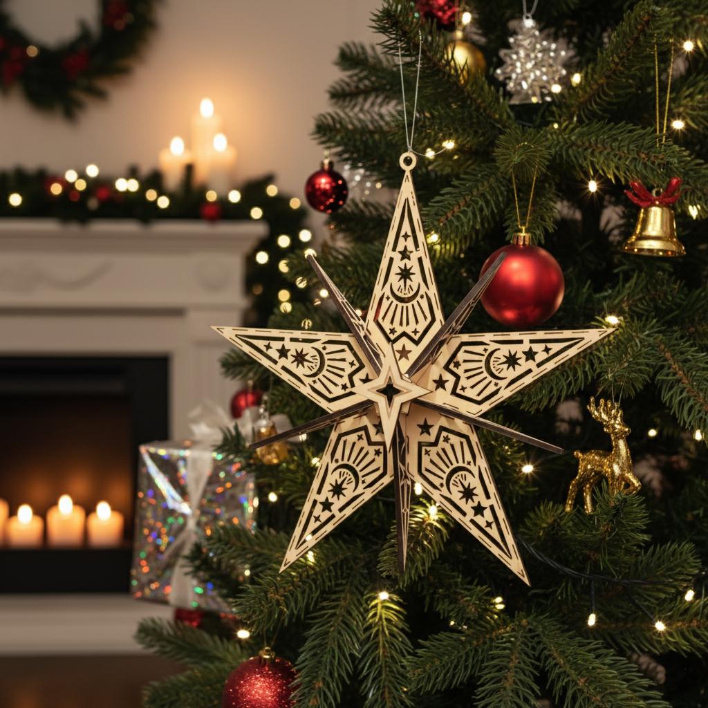 Christmas Star SVG Laser Cut File: 2-in-1 Ornament & Tree Topper ...