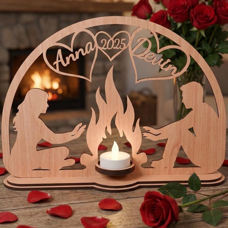 Personalized Couple by Fire SVG | Bonfire Night Light Laser Cut File ...