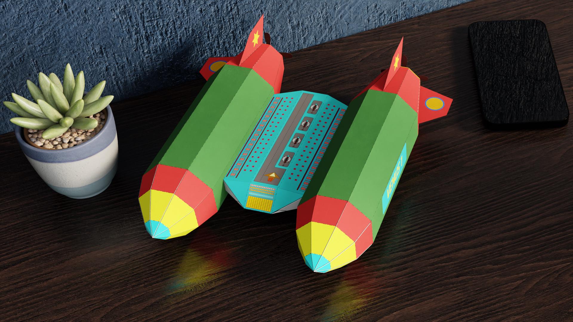 Low-poly Papercraft Model, Futuristic Venus Airship. DIY Paper Craft ...