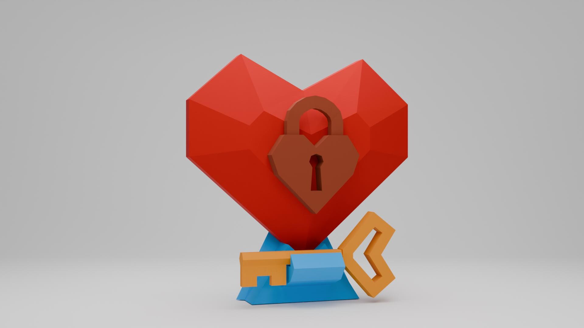 Valentine's Day DIY Papercraft Template - Heart With Lock and Key on ...