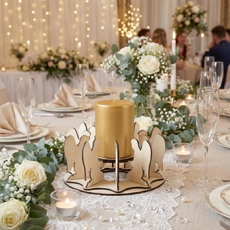 Angel Candle Holder SVG | Memorial Candle Stand | Baptism Centerpiece ...