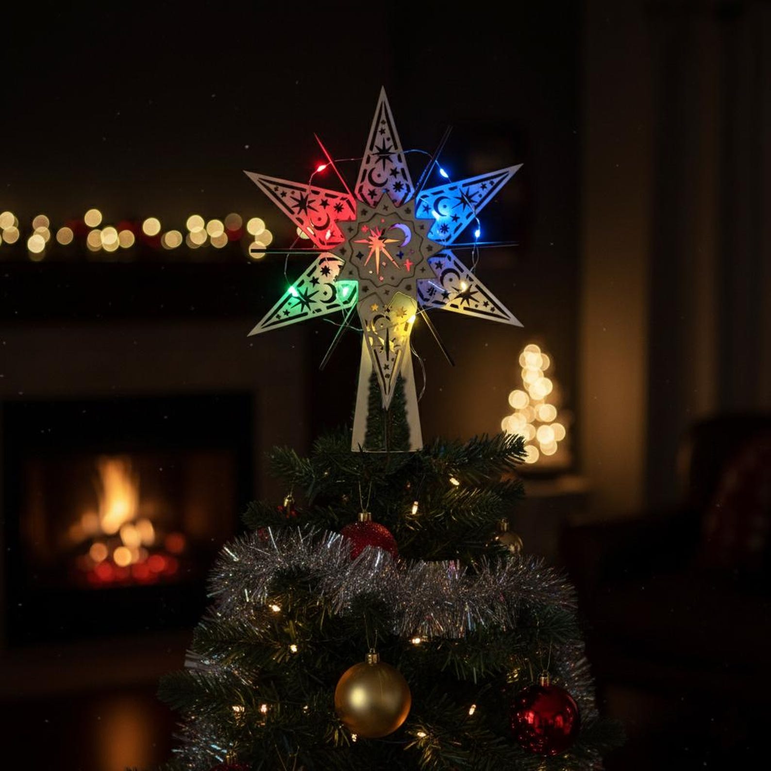 3D Christmas Star Tree Topper SVG, Laser Cut Plywood Template (digital ...