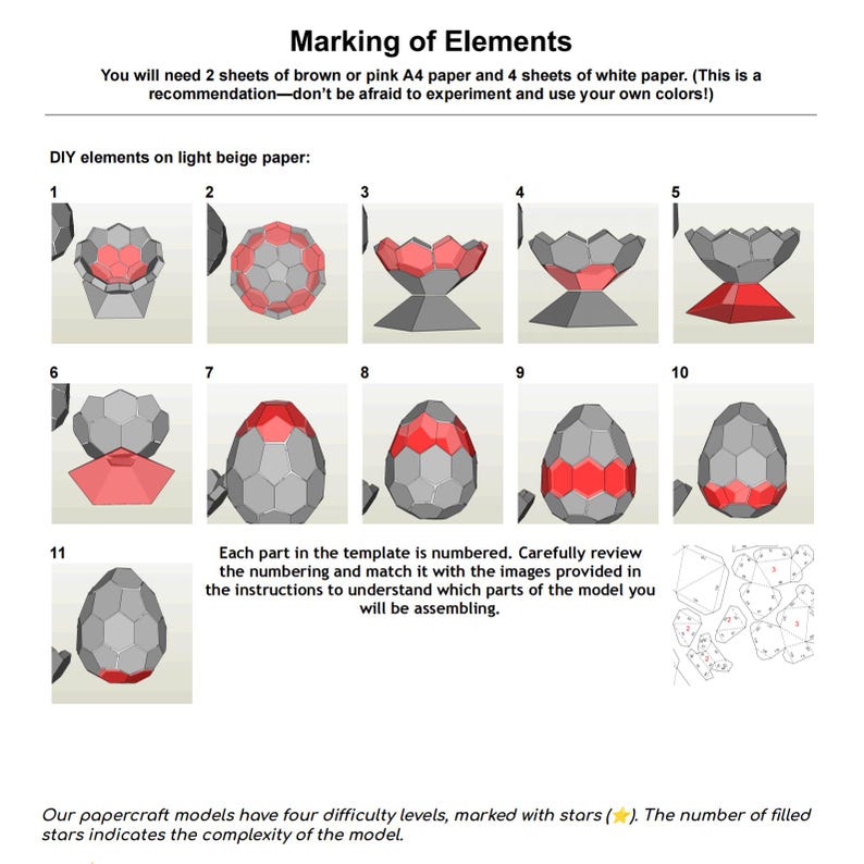 Hexagonal Easter Egg Papercraft – 3D Low-poly Egg & Stand Template (PDF ...