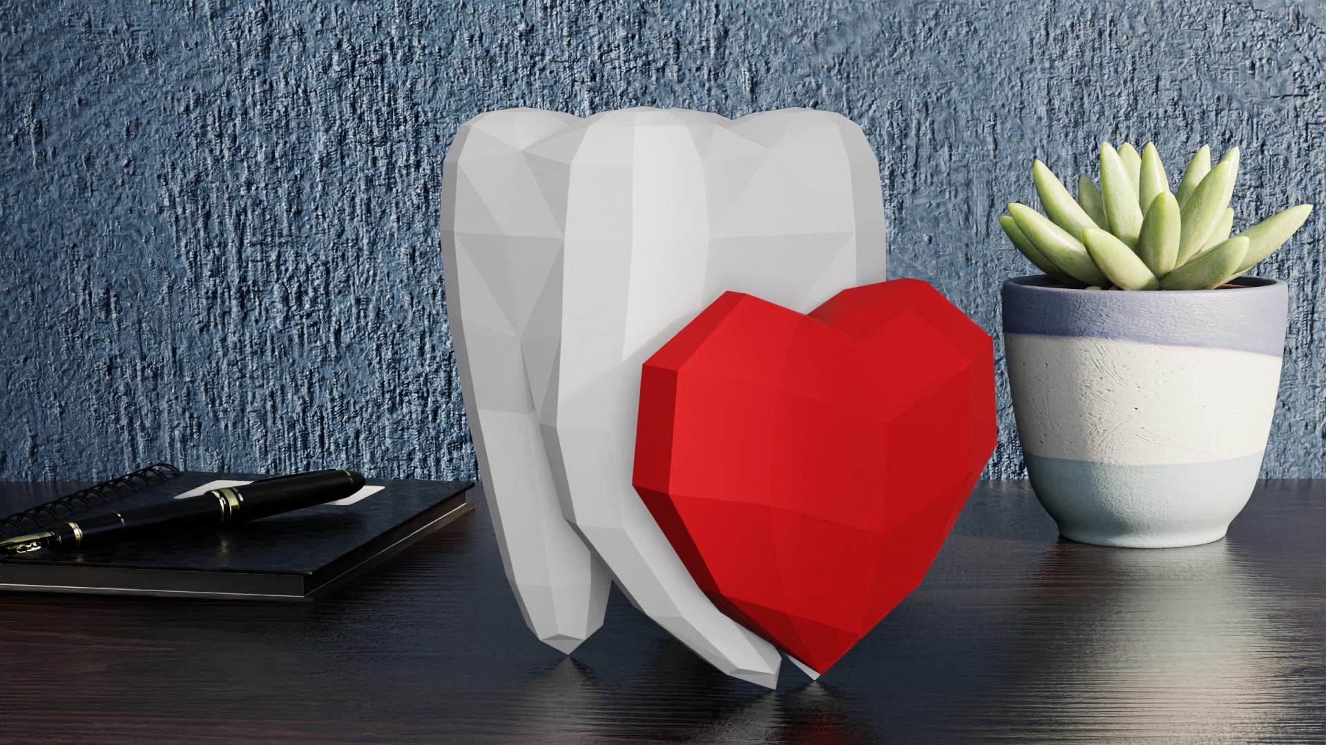 3D Papercraft Heart and Tooth – DIY Symbol of Love and Health ...