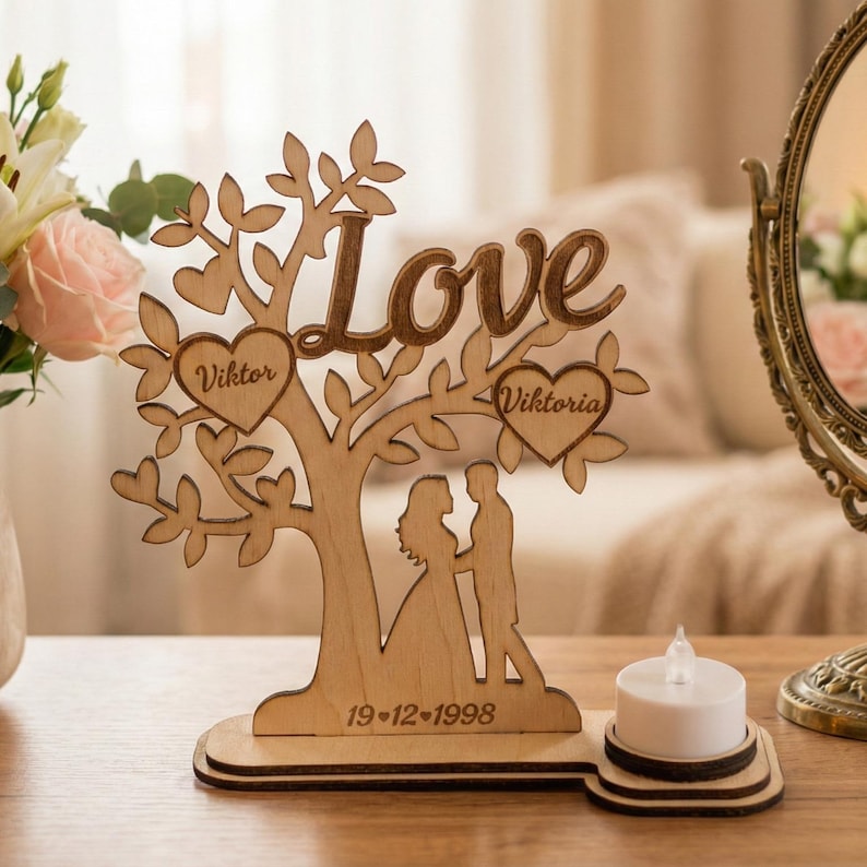 Tree of Love SVG | 5th Anniversary Gift | Wedding Centerpiece Laser Cut ...