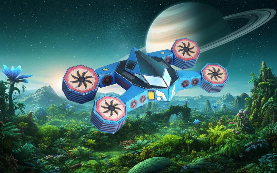 Futuristic Quad-turbo VTOL Spaceship: 3D Papercraft Model Kit (PDF) - Etsy