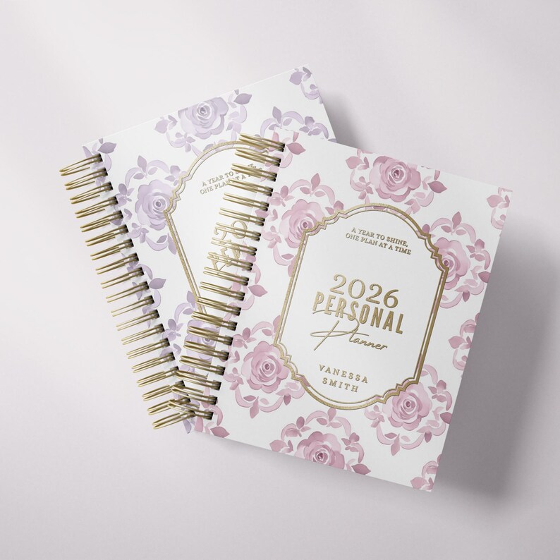 Personalized 2026 Weekly Planner, Floral Spiral Planner With Monthly Tabs, Foil Name Cover ...