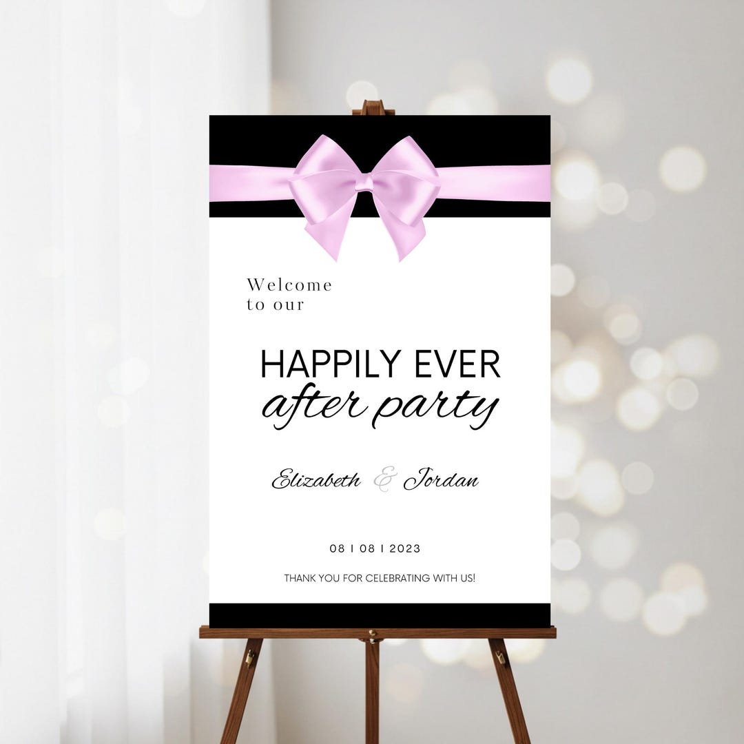 Custom Pink Bow Wedding Welcome Sign - Personalized Foam Board Welcome ...