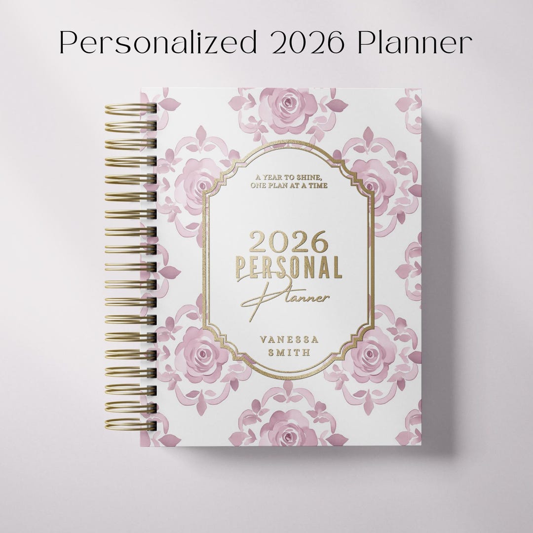 Personalized 2026 Weekly Planner, Floral Spiral Planner With Monthly Tabs, Foil Name Cover ...