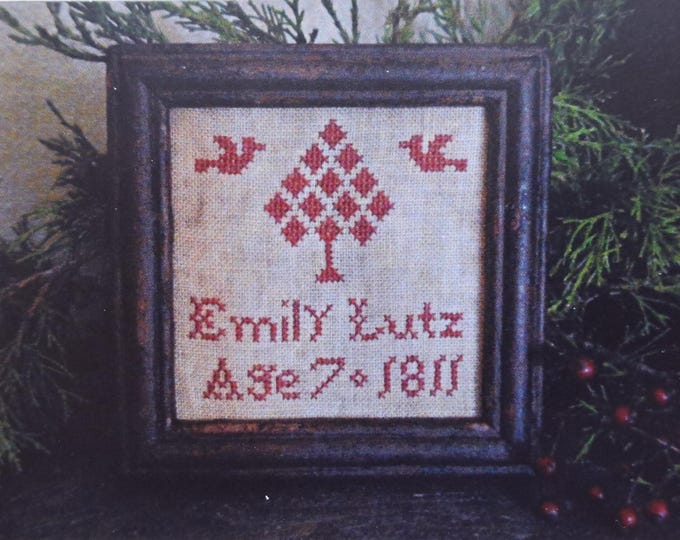 Emily Lutz Cross Stitch Pattern. It is a Chart of a Small Redwork Sampler Designed by Tina ...