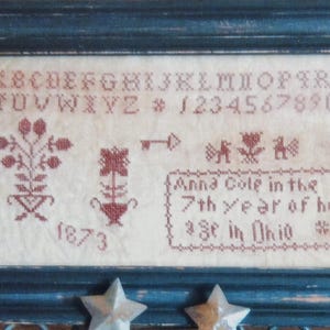Ann Cole Redwork Sampler Cross Stitch Pattern Designed by Falling Star Primitives. - Etsy