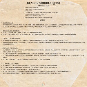 Dragon’s Riddle Quest | Printable Medieval Party Game | Fun Fantasy ...
