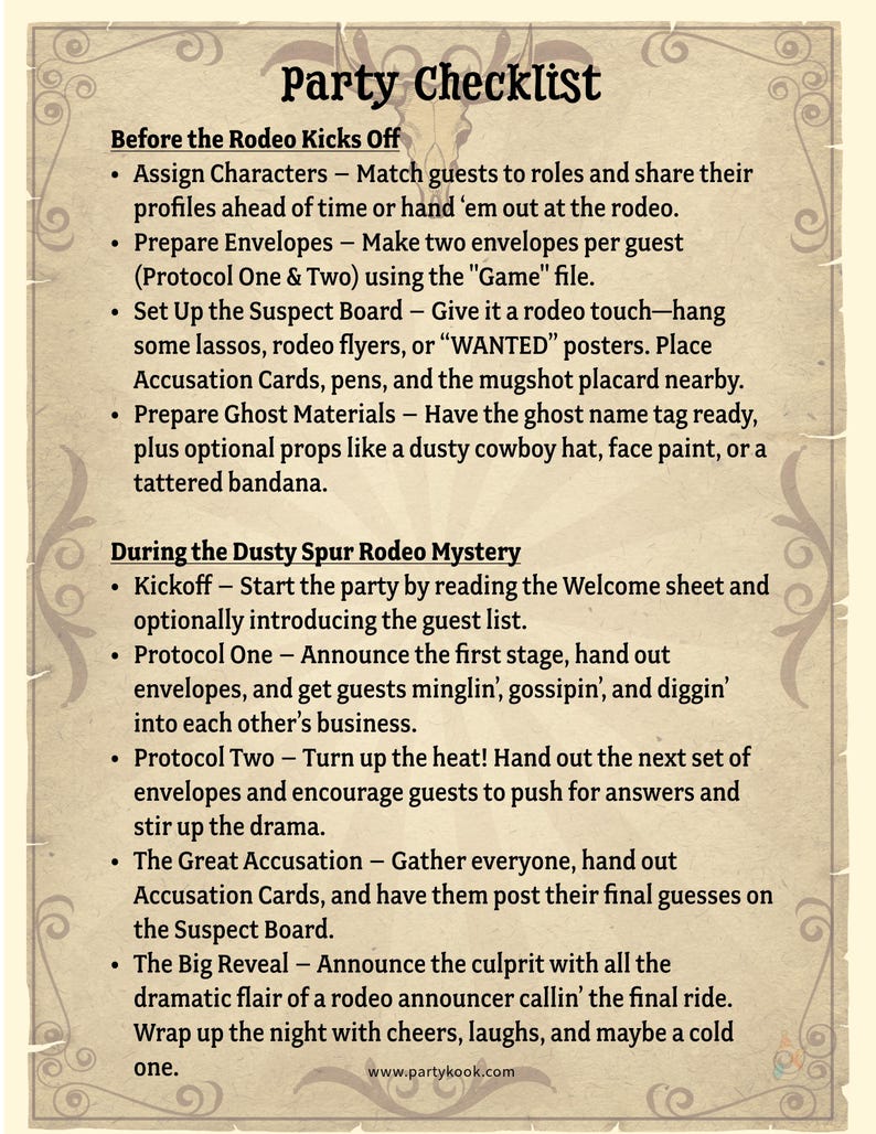 Wild West Murder Mystery Game Kit | Rodeo Theme Party Kit | Printable ...