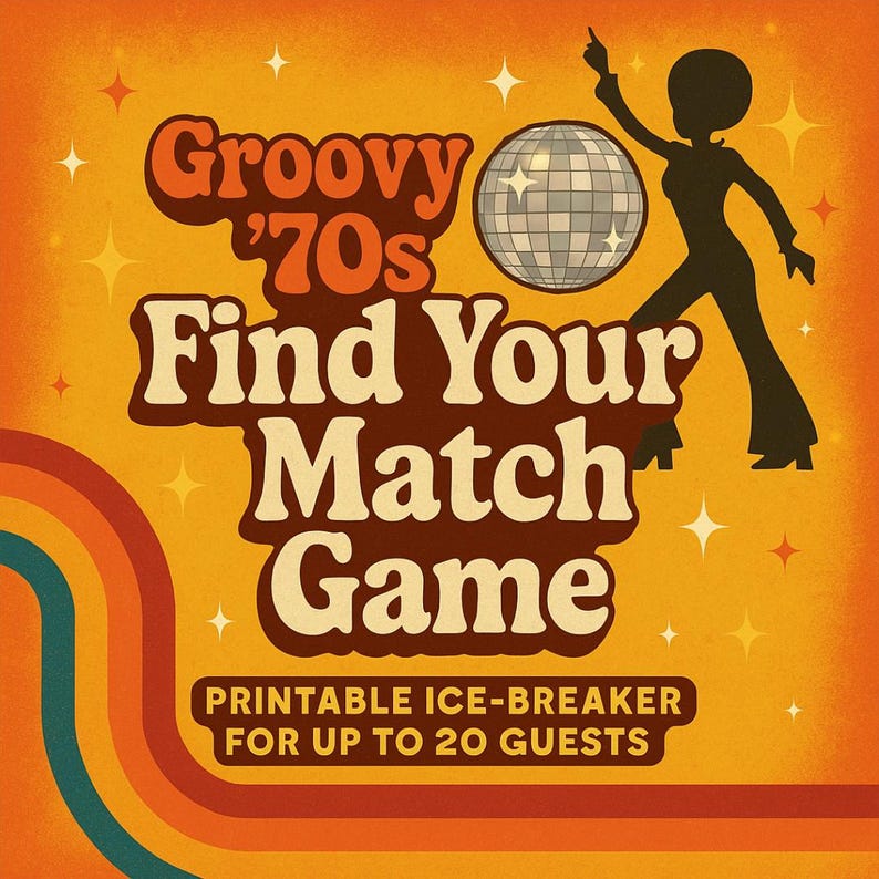 70s Disco Party Game: Groovy Find Your Match Ice Breaker (printable PDF ...
