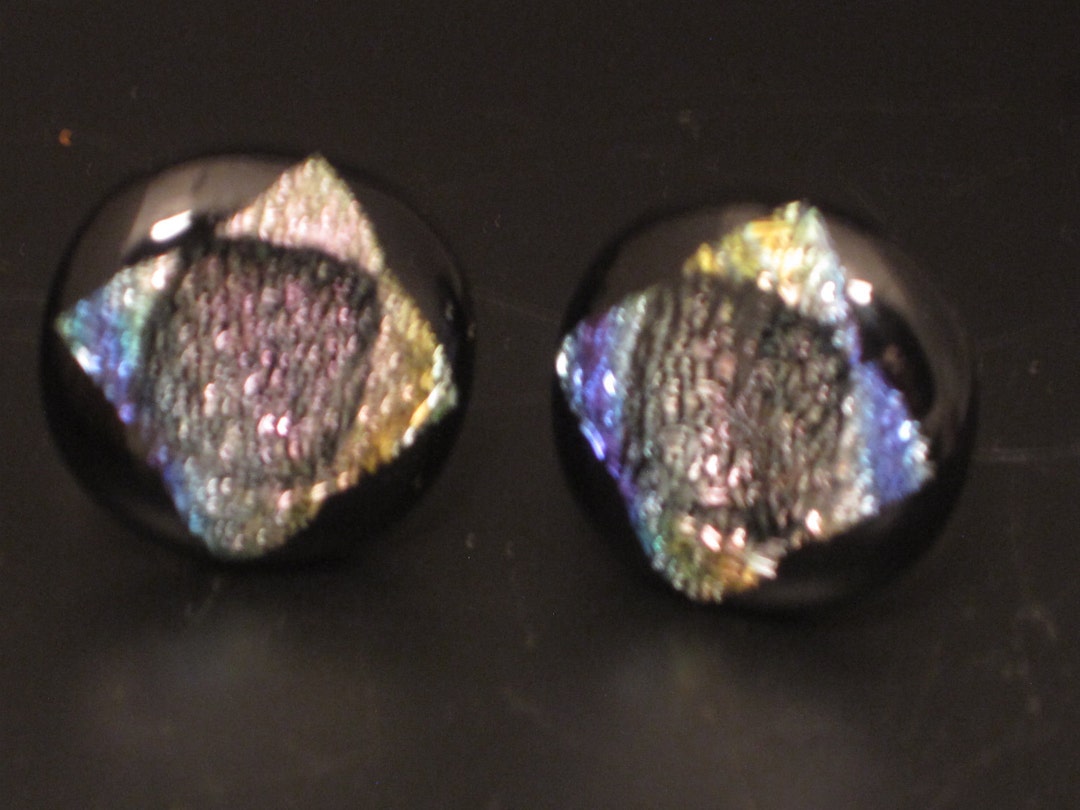 Rainbow Pixelated Dichroic Black Glass Cuff Links CL-01 OOAK Sra Cgge ...