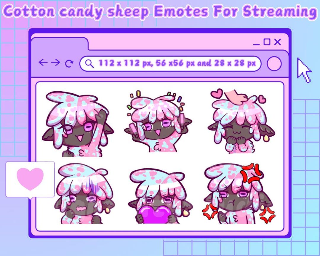 Cotton Candy Sheep Chibi Character Emote Pack - Etsy