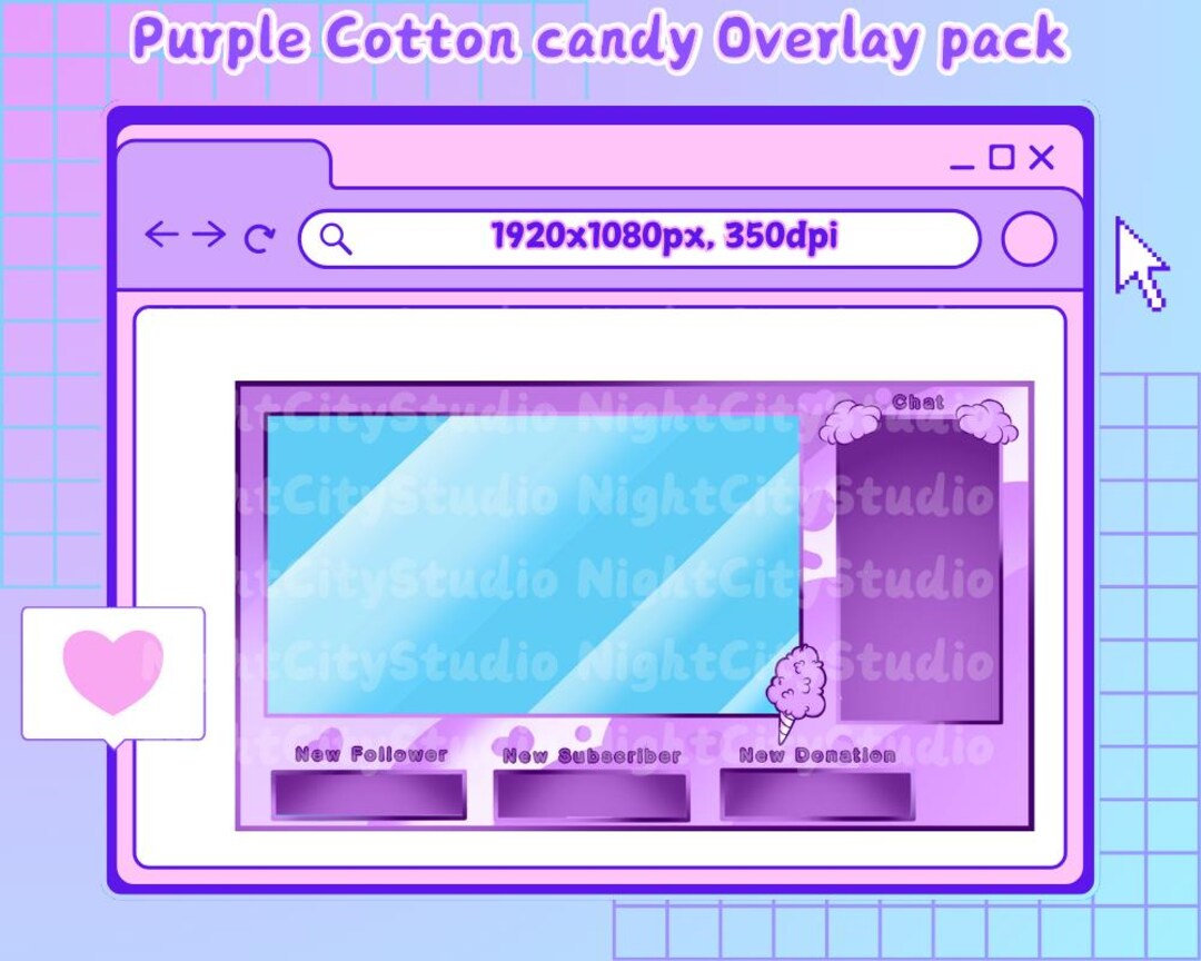 Purple Cotton Candy Twitch Overlay / Stream Graphics / Cute / Streamer ...