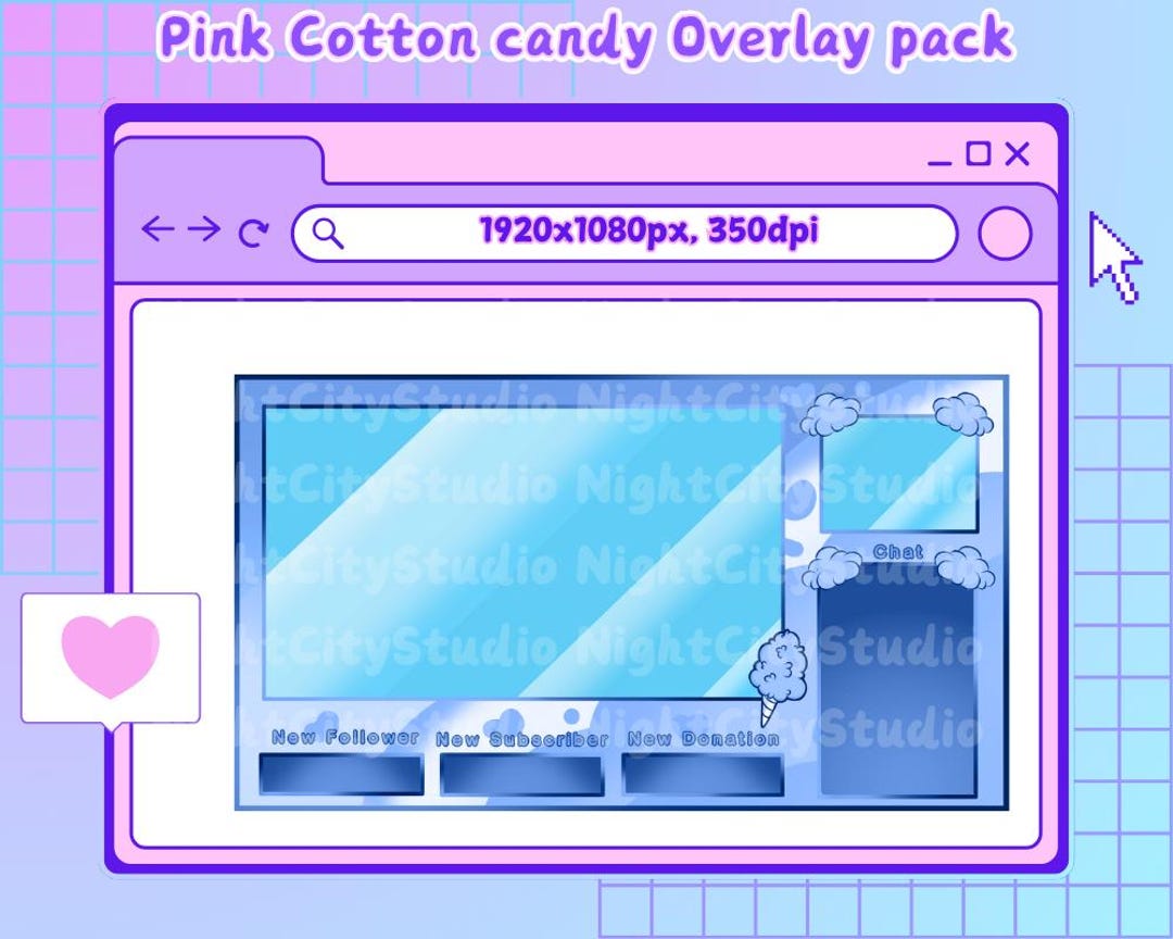Blue Cotton Candy Twitch Overlay / Stream Graphics / Cute / Streamer ...