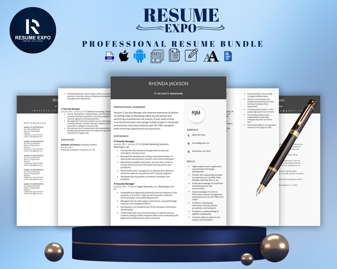 Professional Resume Template Modern CV Template Fully Editable Resume ...