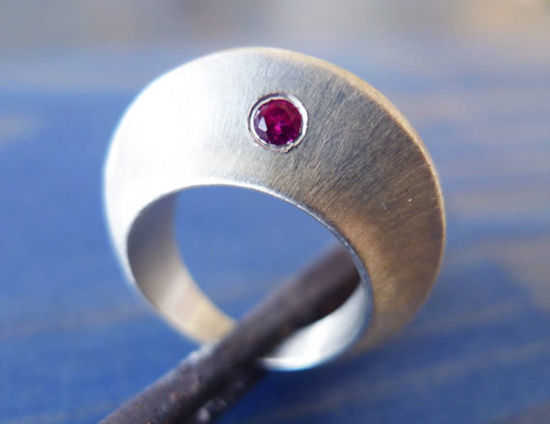 Ruby Crown. Modern Chunky Handmade Sterling Silver Ring With - Etsy
