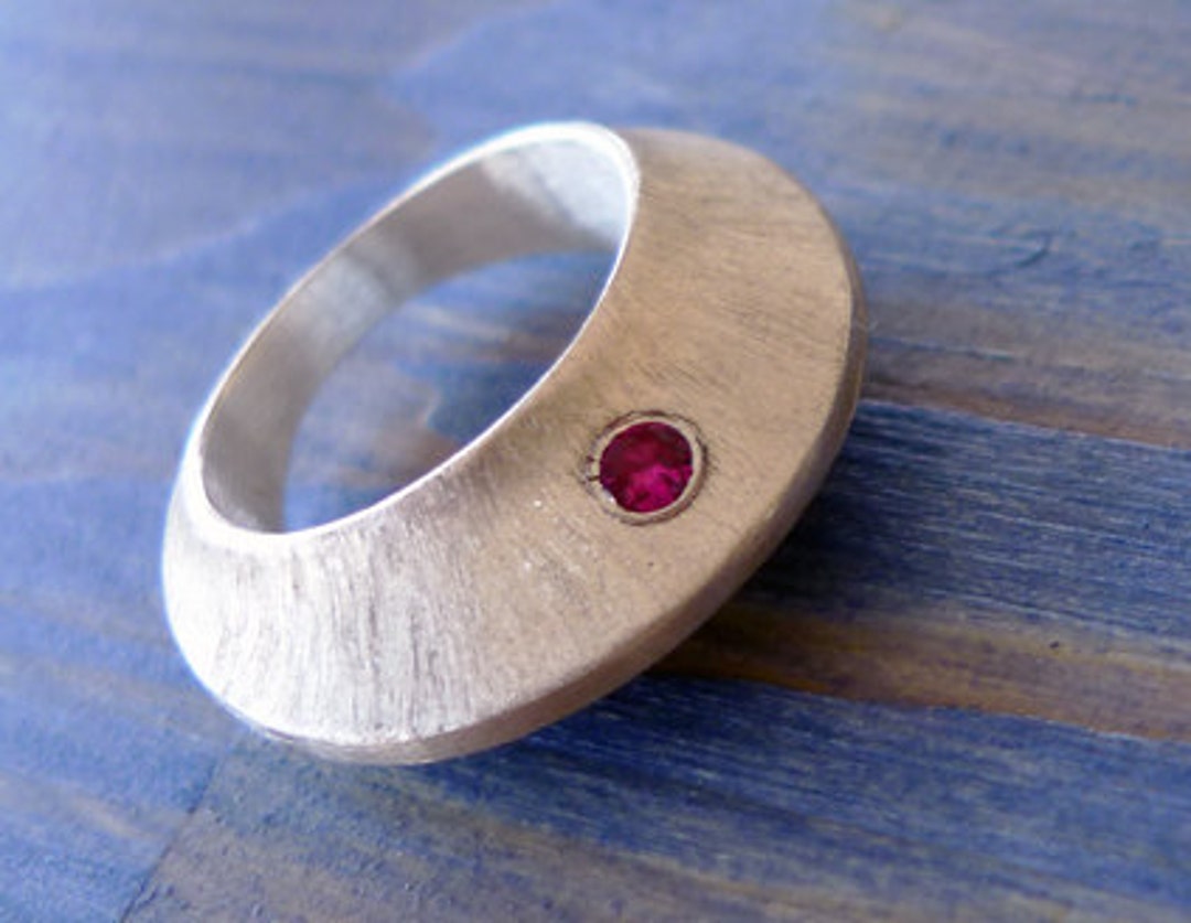 Ruby Crown. Modern Chunky Handmade Sterling Silver Ring With Red Ruby ...