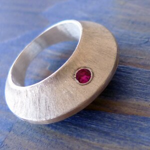 Ruby Crown. Modern Chunky Handmade Sterling Silver Ring With Red Ruby ...