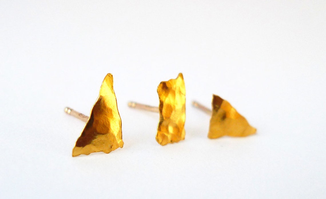 24K Solid Gold Shapes. Unique Hammered Stylish Asymmetric Gold | Etsy