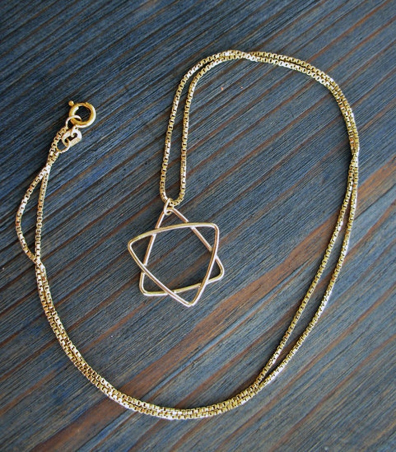 Handmade 14K Gold Star of David Pendant Charm. Unisex Gold Jewish ...