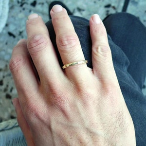 Rough. 14K Yellow Gold Hammered Textured Wedding Band. Personalized ...