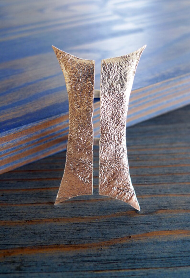 Duo. Textured Modern Statement Ring. Unique Sterling Silver - Etsy