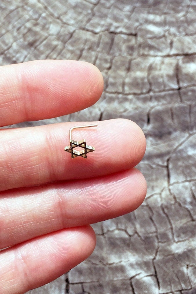 14K Star of David Nose Stud. Handmade Recycled Gold Body Piercing ...