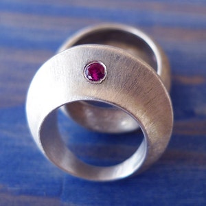 Ruby Crown. Modern Chunky Handmade Sterling Silver Ring With Red Ruby ...