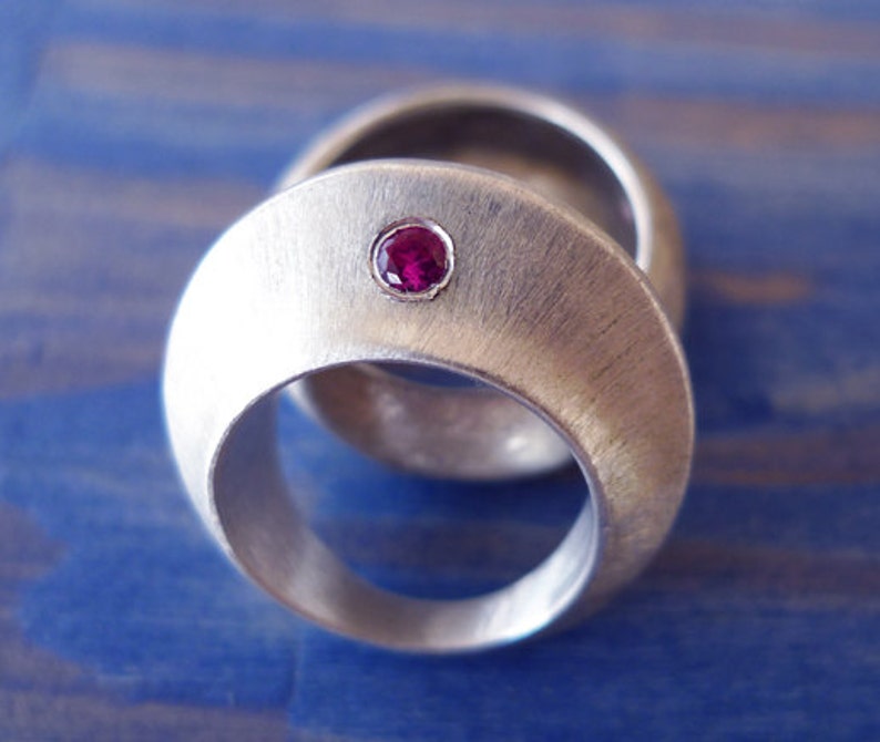 Ruby Crown. Modern Chunky Handmade Sterling Silver Ring With - Etsy