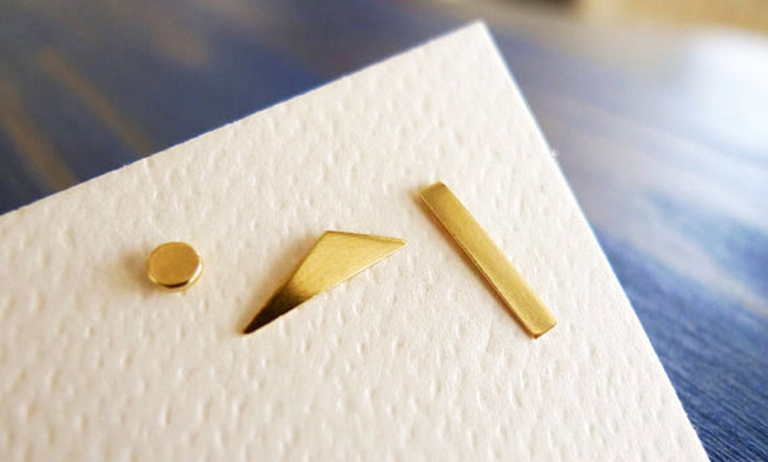 DADA. Gold Geometry. Simple Geometrical Shapes Stud. Unisex Man or ...