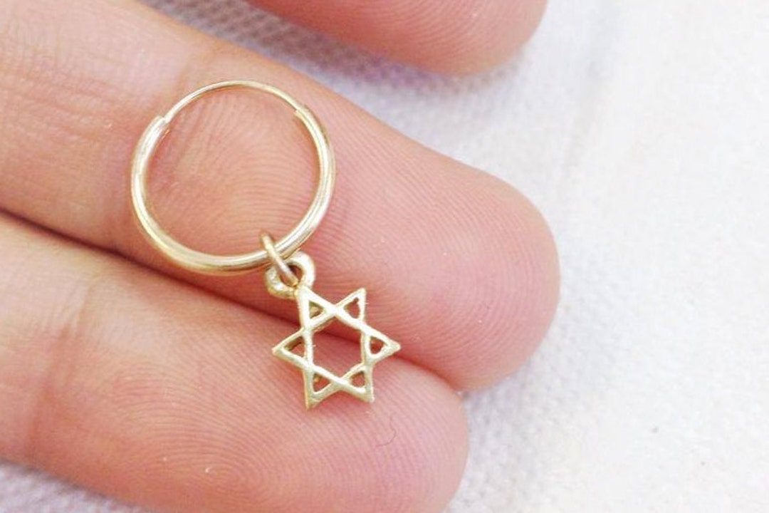Carry Your Star of David. 14K Gold Star of David Man Earring. Recycled ...