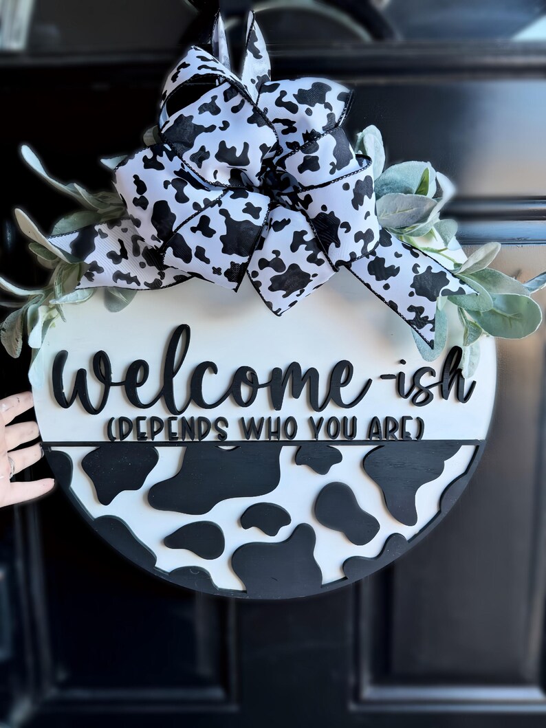 Western Welcome Sign, Round Front Door Sign, Farm House Decor, Front ...